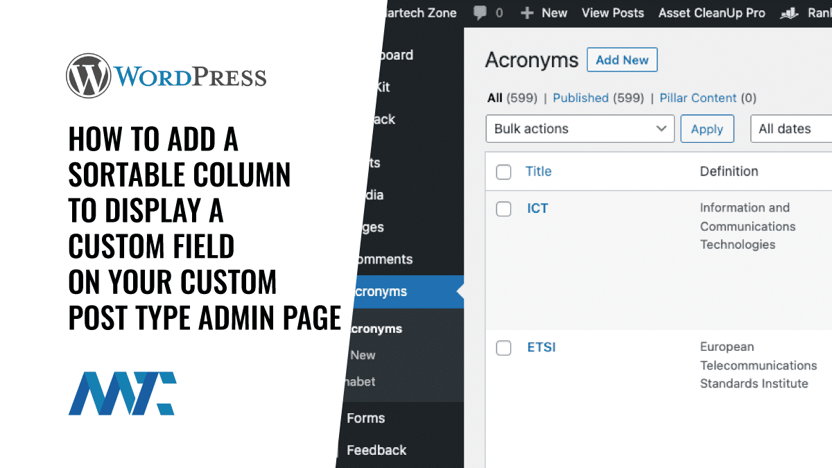 WordPress How To Add A Sortable Column To Display A Custom Field On